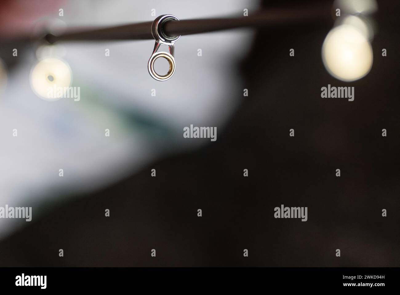 Fishing rod rings close up with blurred background Stock Photo - Alamy