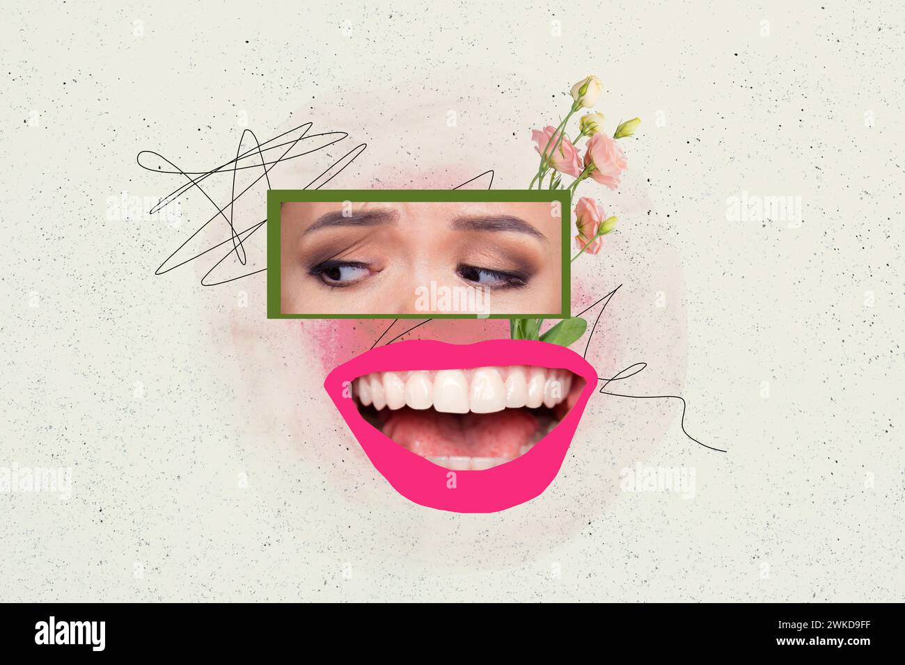 Creative collage image illustration happy sadness element human face ...