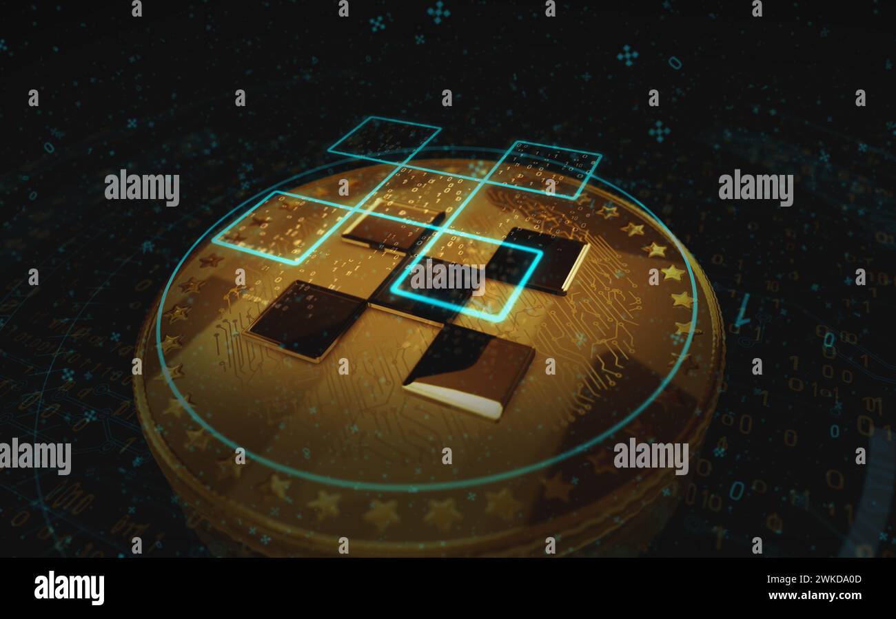 OKX OKB cryptocurrency gold coin on green screen background. Abstract ...