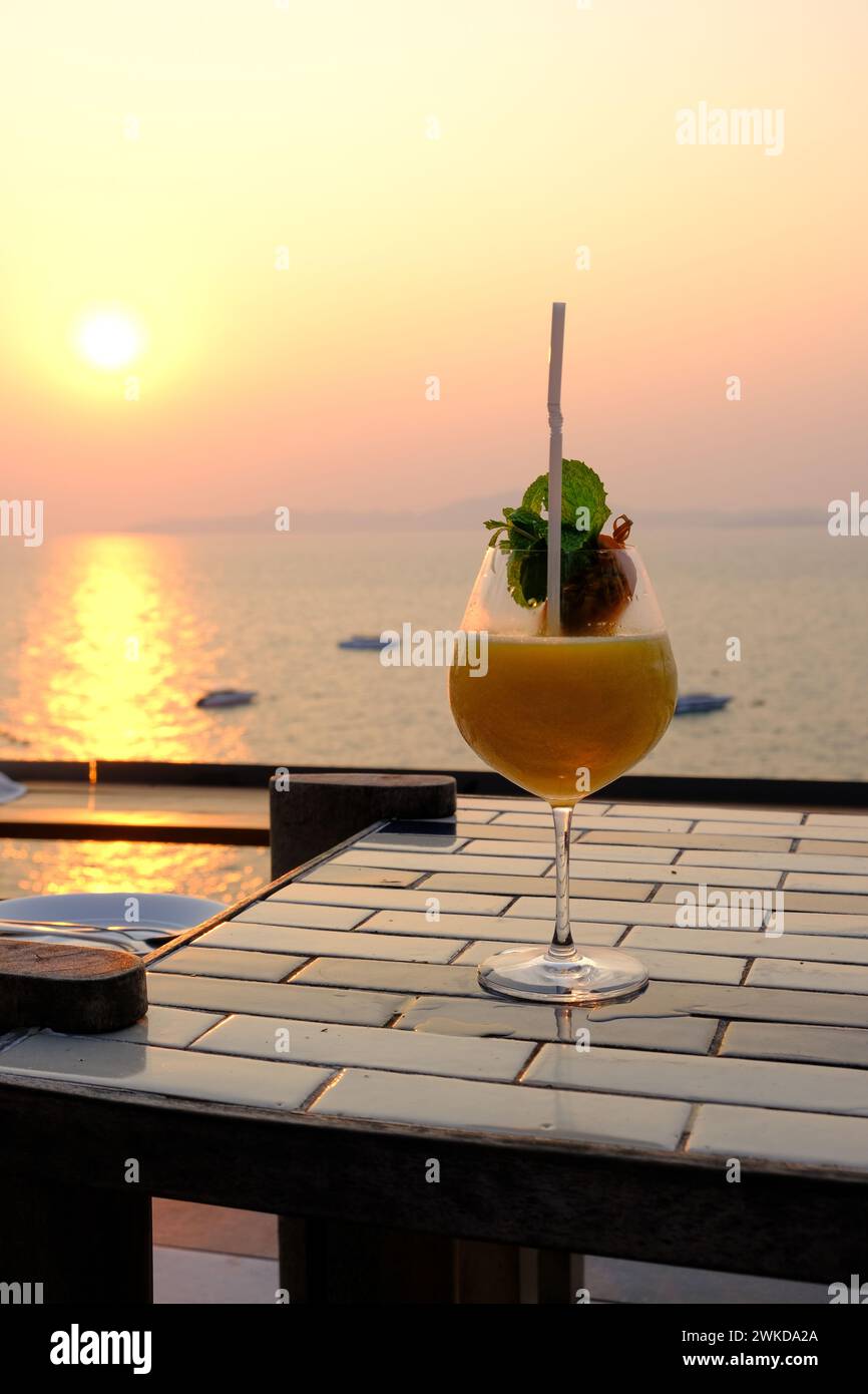 Mango Daquiri at sunset, Sky Gallery Bar, Pattaya, Thailand Stock Photo ...
