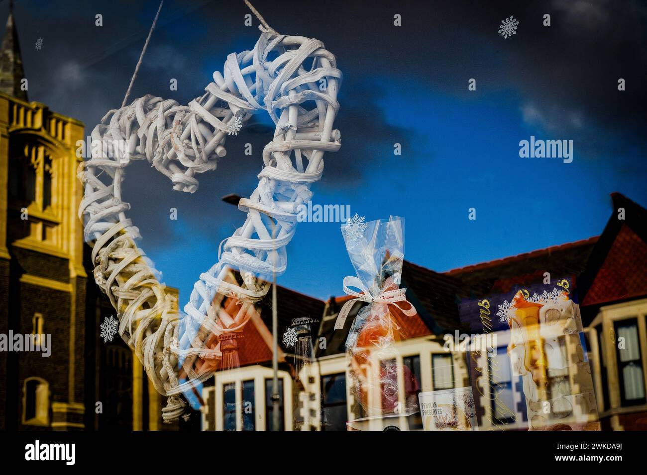 'I love Pontcanna' image. White heart in a shop window with reflection ...