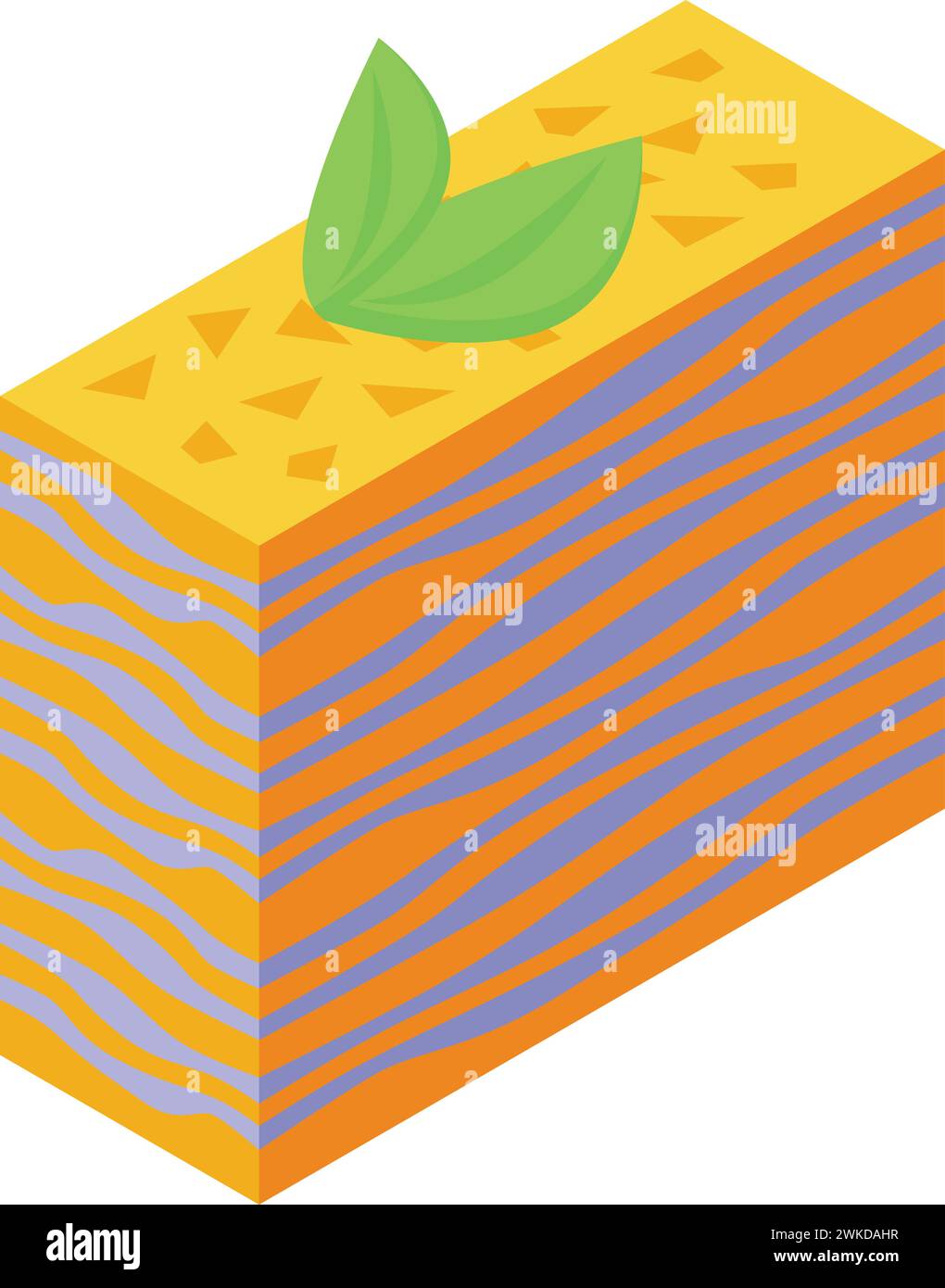 Napoleon cake menthol icon isometric vector. Pastry cream. Menu ...