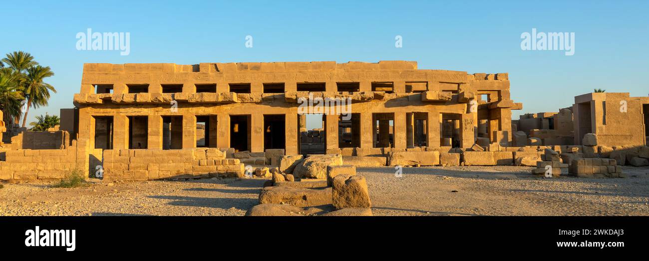 Panorama of Karnak temple complex on the east bank of the Nile river ...