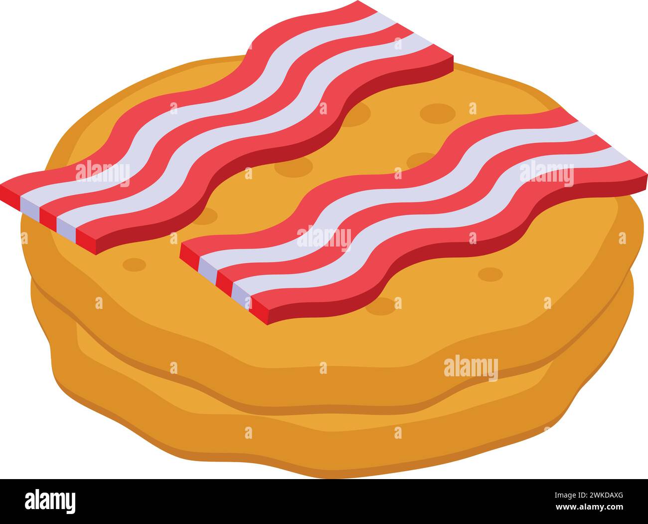 Bacon pancake icon isometric vector. Menu breakfast. Stack cooking ...