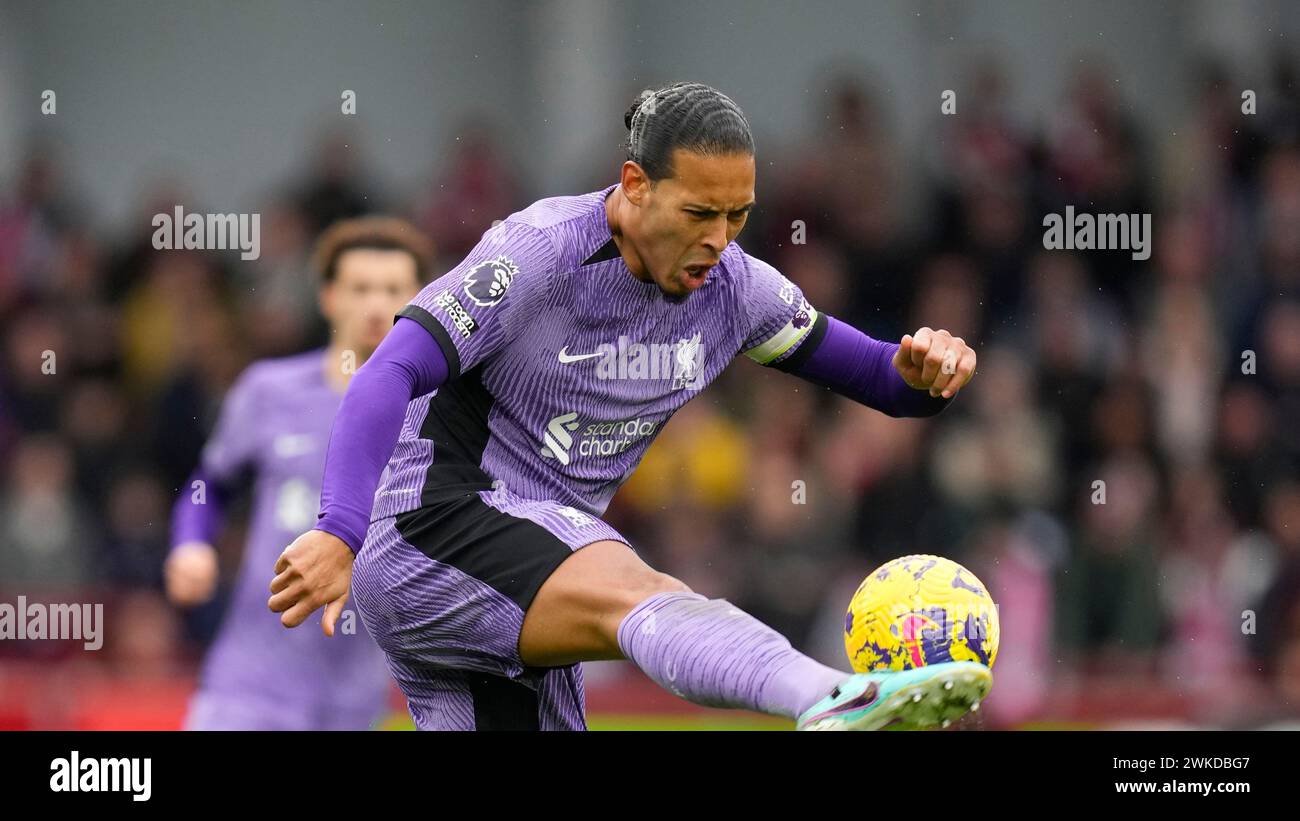 Liverpool's Virgil van Dijk controls the ball during the English ...