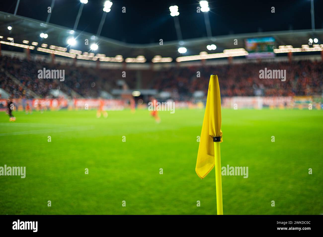 Corner of football pitch at the stadium during the match Stock Photo - Alamy