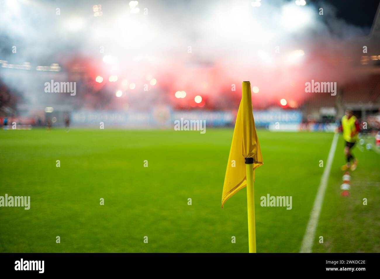 Corner of football pitch at the stadium during the match Stock Photo ...