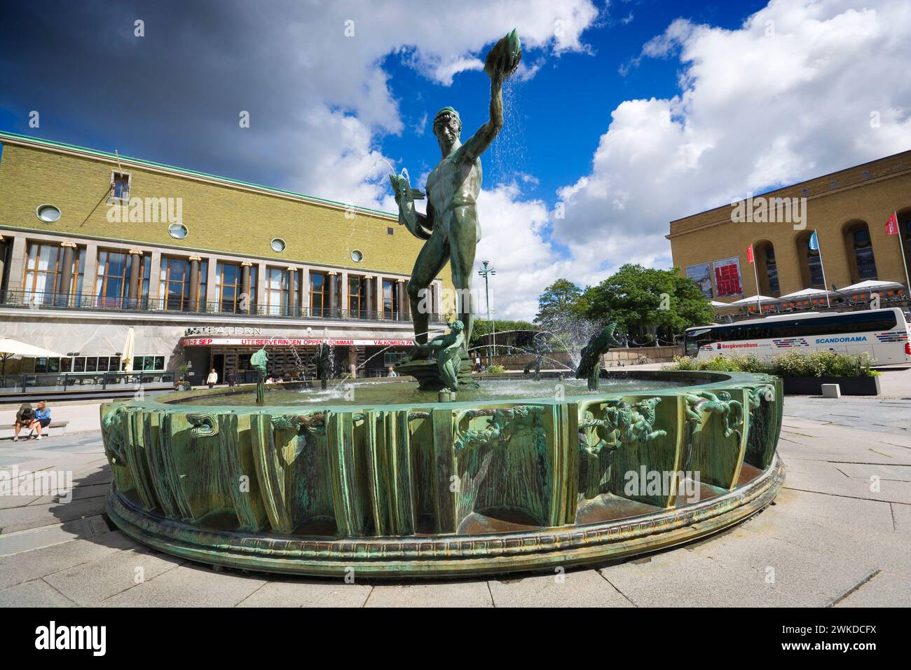 Poseidon statue at Götaplatsen in Gothenburg, Sweden. It is one of the ...