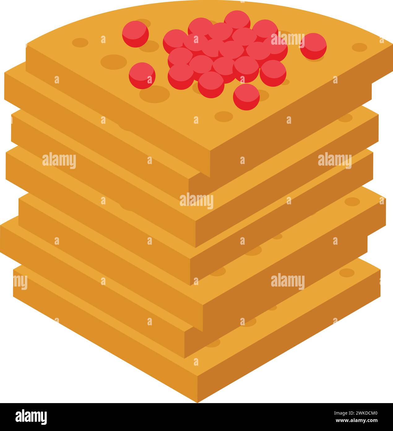 Red berry pancake icon isometric vector. Honey menu. Stack cooking ...