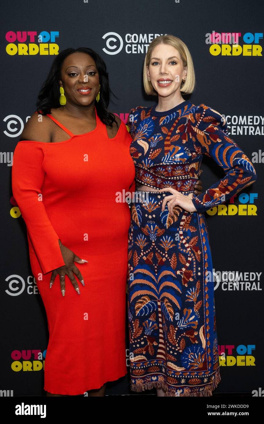 London, UK. 20 February 2024. Team captains (L) Judi Love and Katherine ...