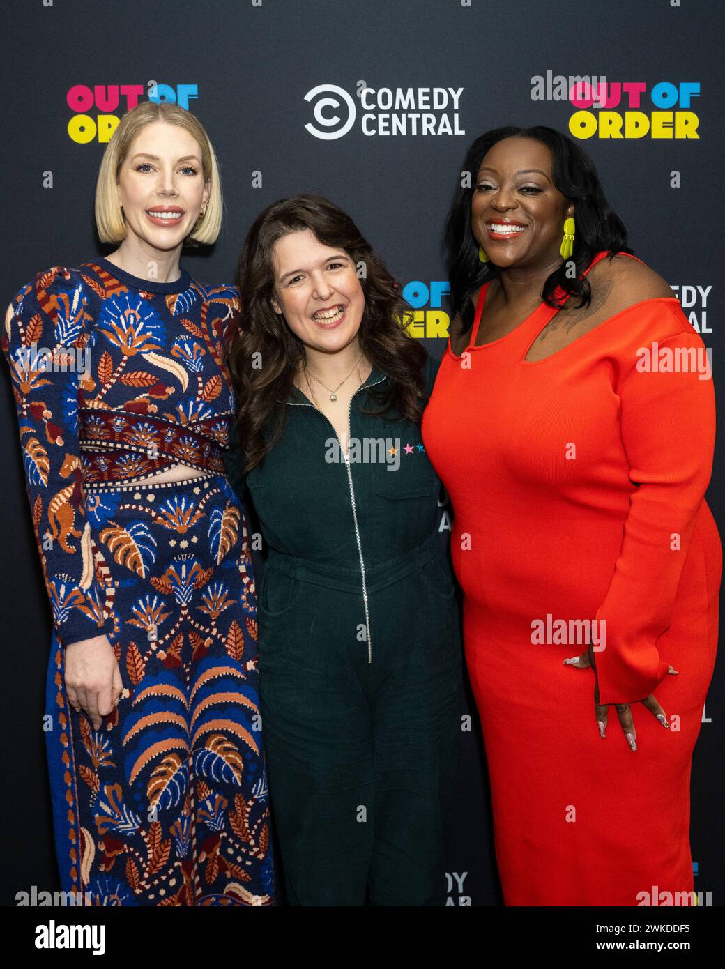 London, UK. 20 February 2024. Team captains (L) Katherine Ryan and Judi ...