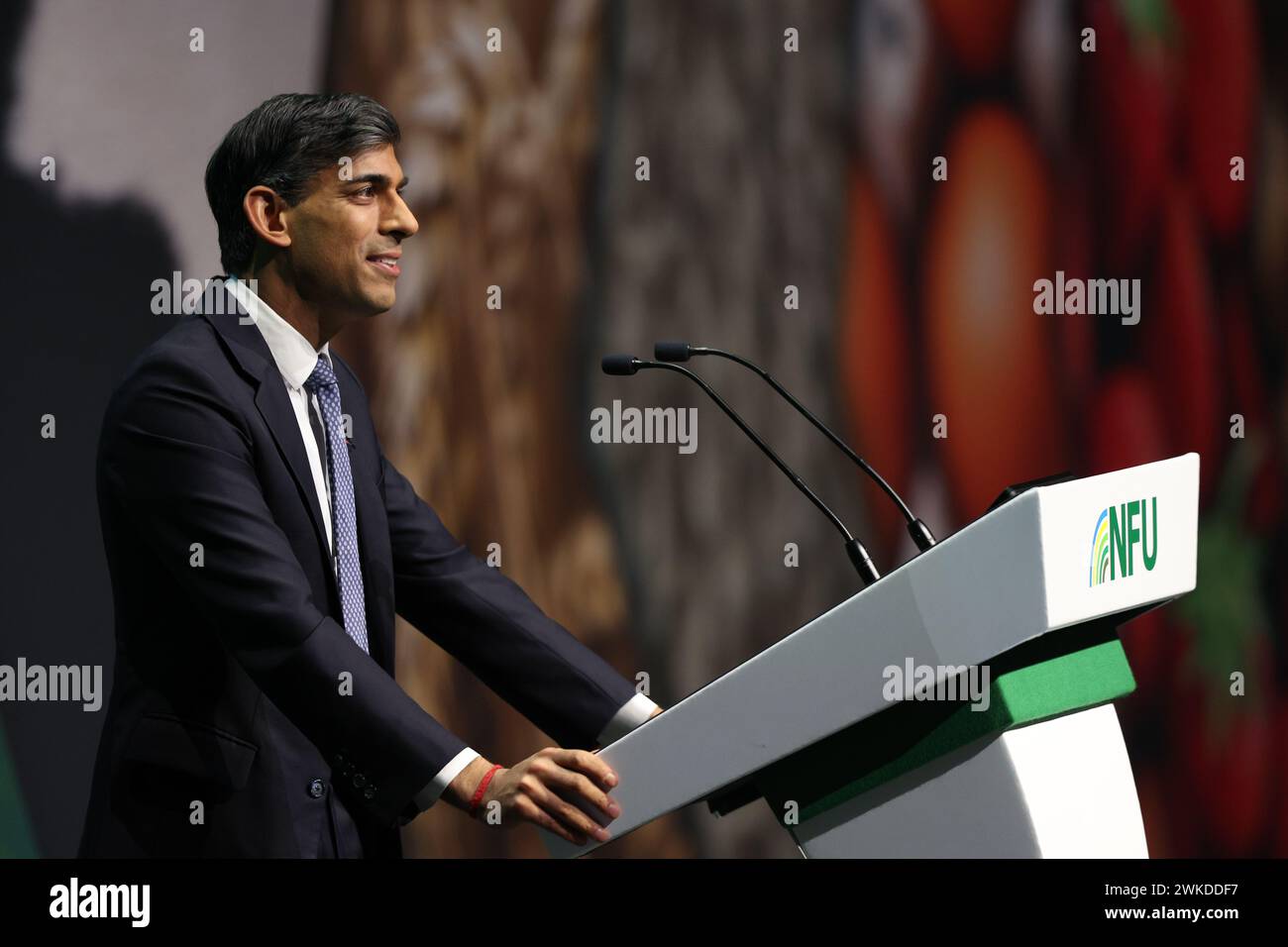 Prime Minister Rishi Sunak speaking during the National Farmers' Union ...
