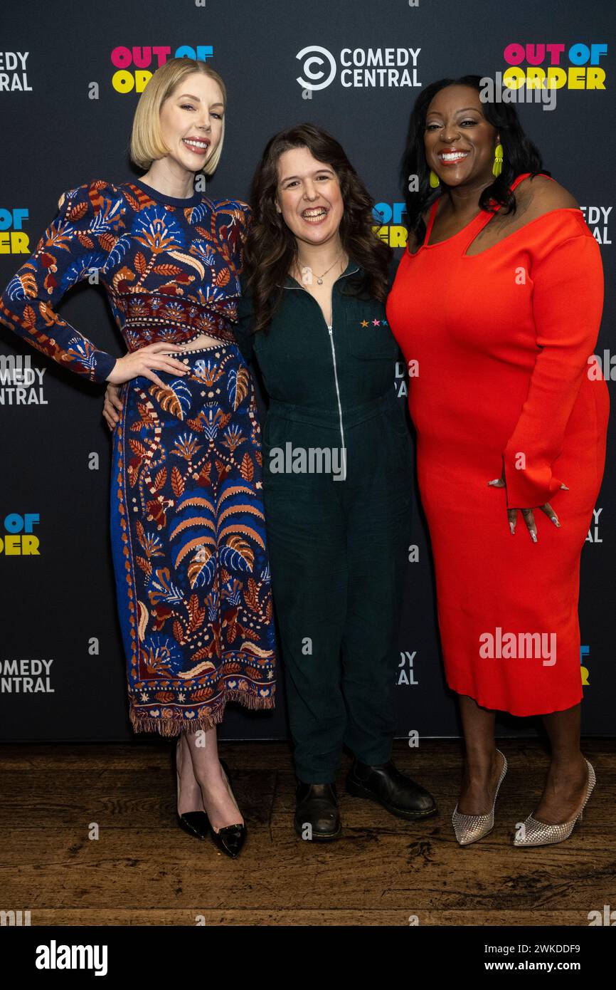 London, UK. 20 February 2024. Team captains (L) Katherine Ryan and Judi ...