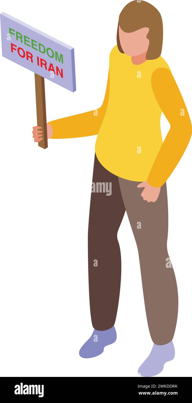 Freedom for iran icon isometric vector. People news. Support freedom ...