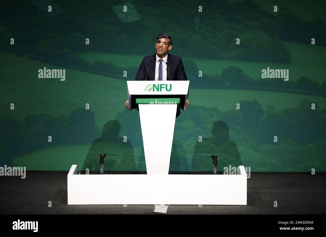 Prime Minister Rishi Sunak speaking during the National Farmers' Union ...