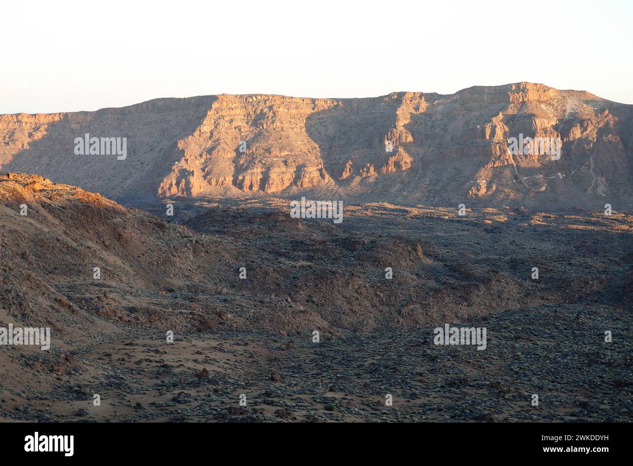 El Teide volcanic National Park on Tenerife, Spain. Orange cliffs and ...