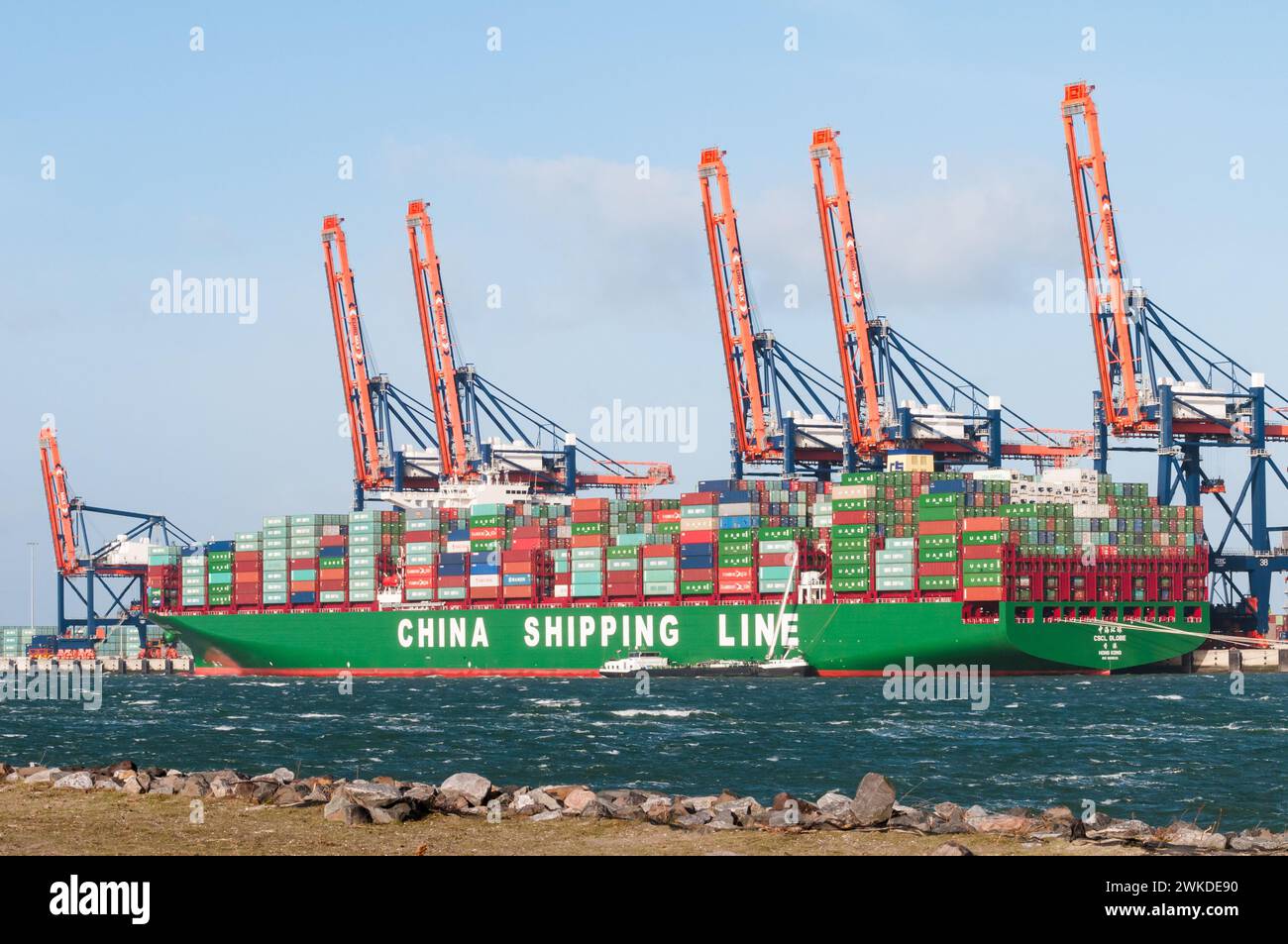 ROTTERDAM, THE NETHERLANDS - JANUARY 11, 2016: Container ship CSCL ...