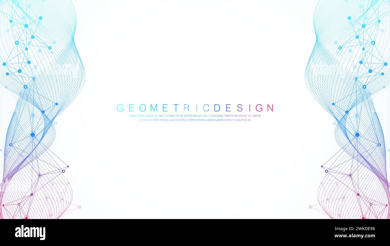 Abstract tech network connection dots. Digital technology and big data ...