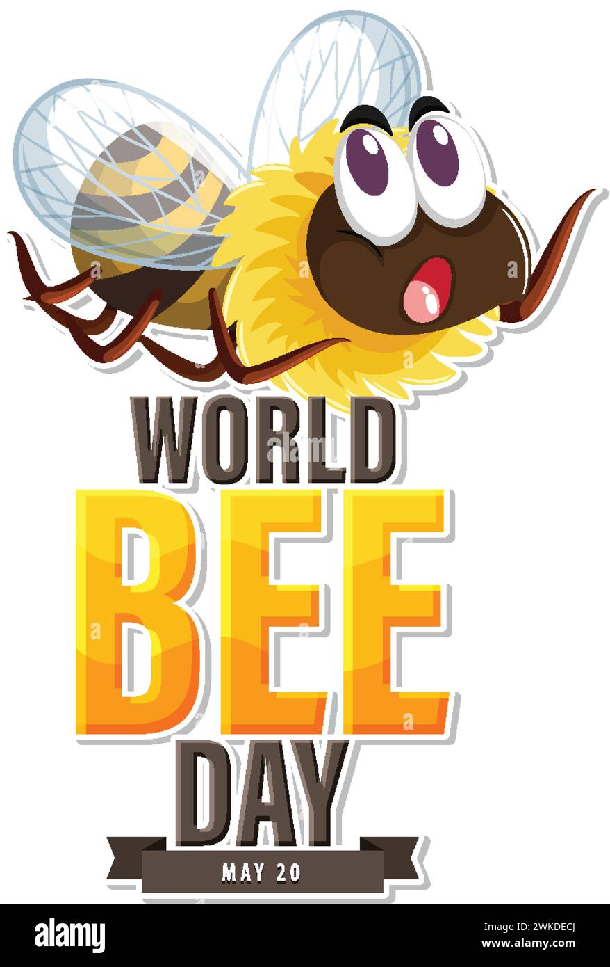 Cartoon bee with World Bee Day text Stock Vector Image & Art - Alamy