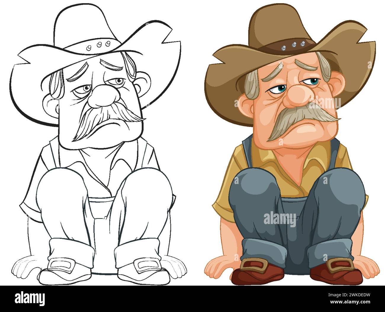 Two cartoon cowboys looking disappointed and upset Stock Vector Image ...