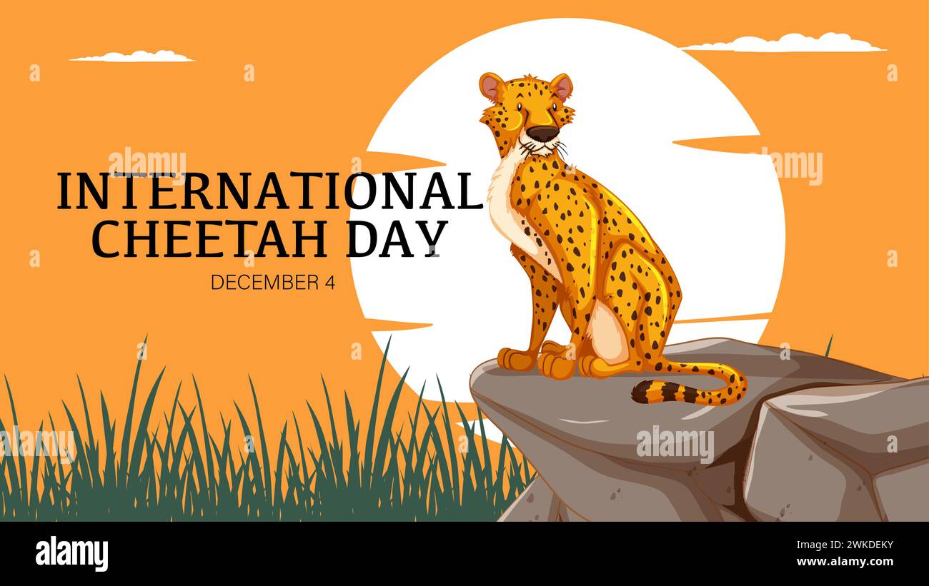 Vector illustration of a cheetah on International Cheetah Day Stock ...