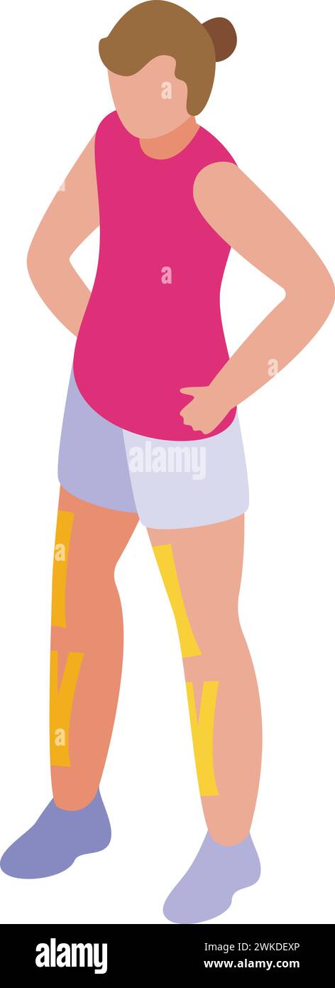 Sport element taping icon isometric vector. Pain therapy muscle. Knee ...