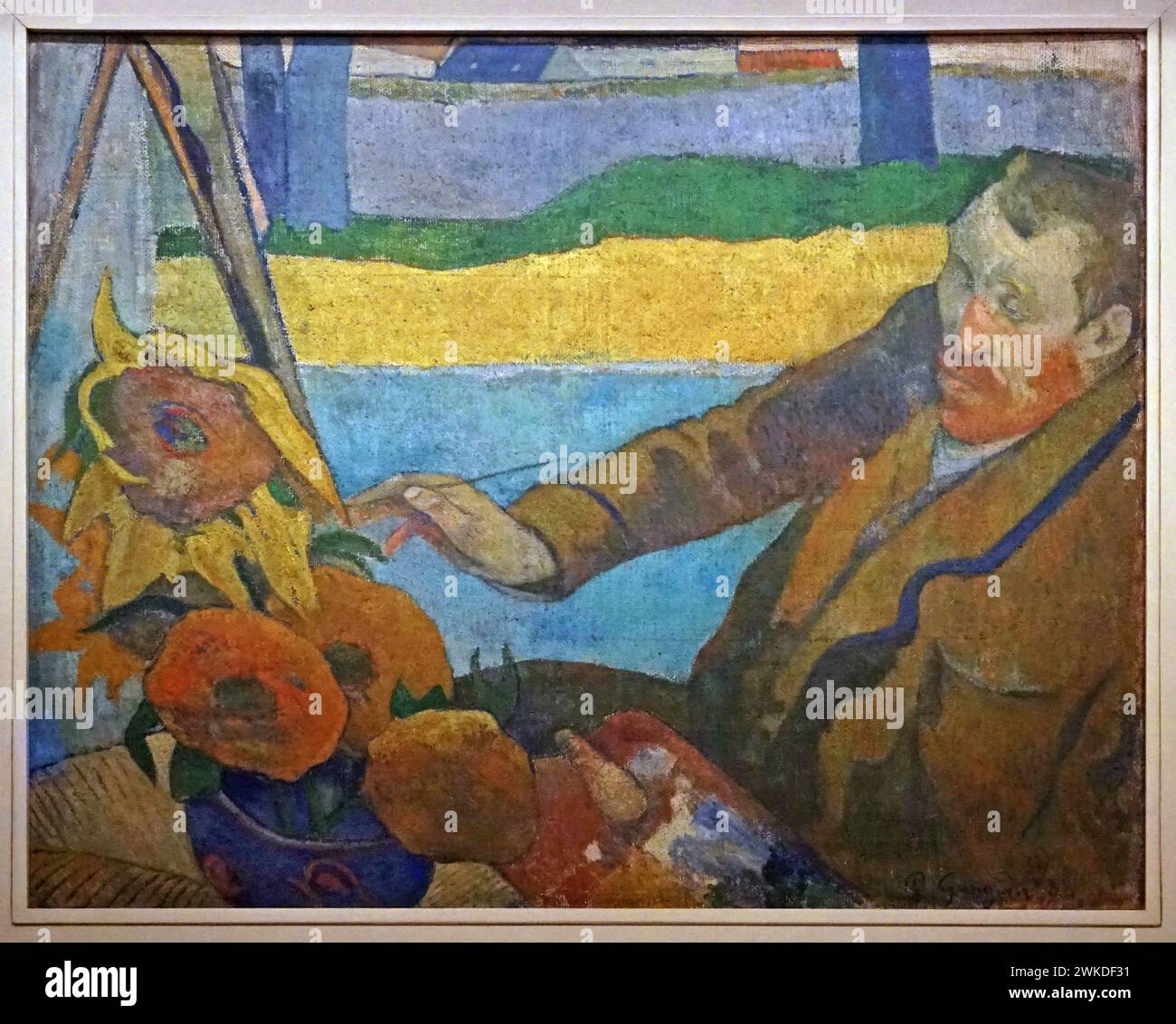 Vincent van Gogh painting Sunflowers (1888) by Paul Gauguin (1848-1903 ...