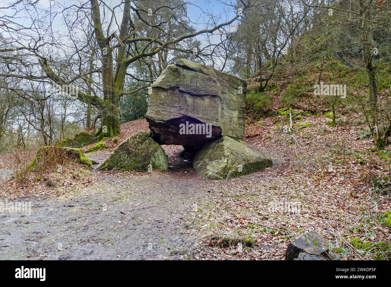Gawton's Stone, allegedly the home of a hermit, at Knypersley Reservoir ...