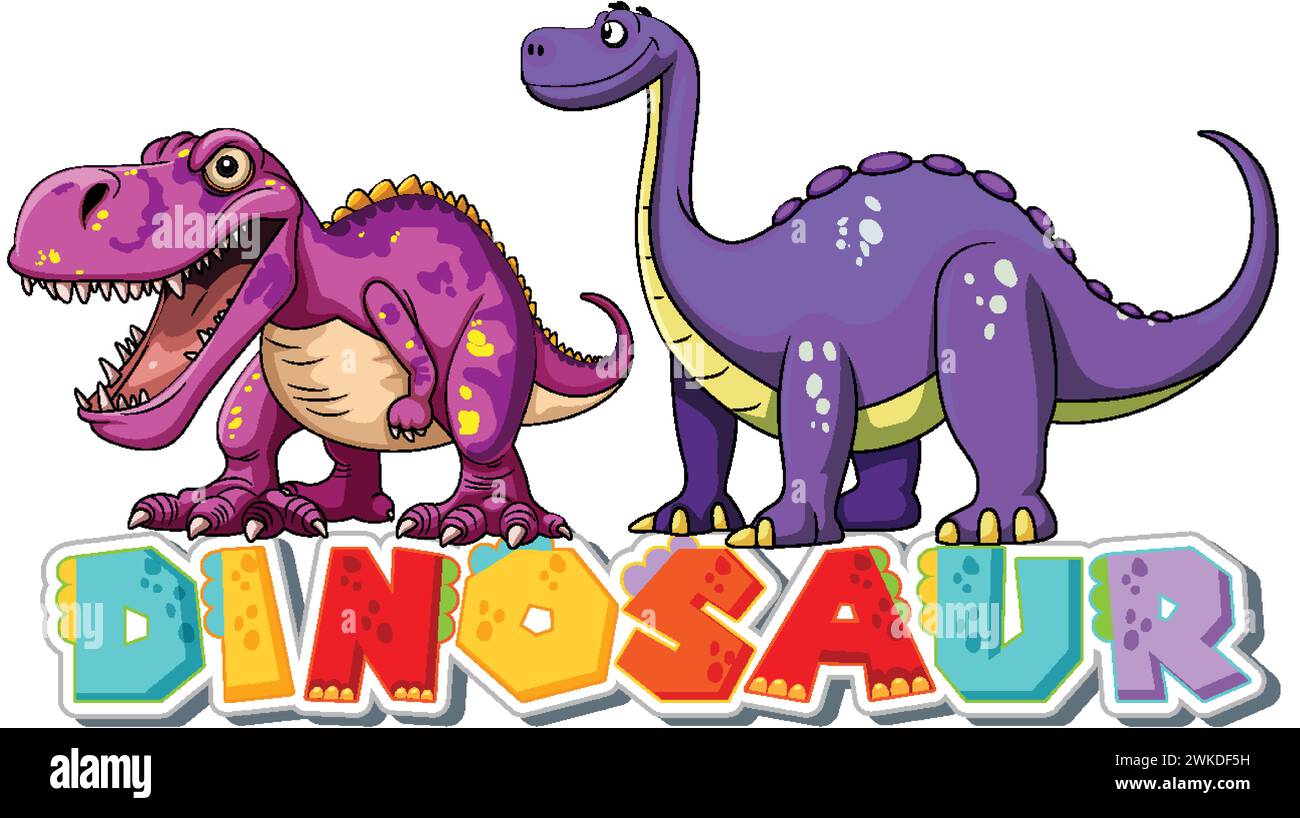 Two friendly dinosaurs in a playful vector graphic Stock Vector Image ...