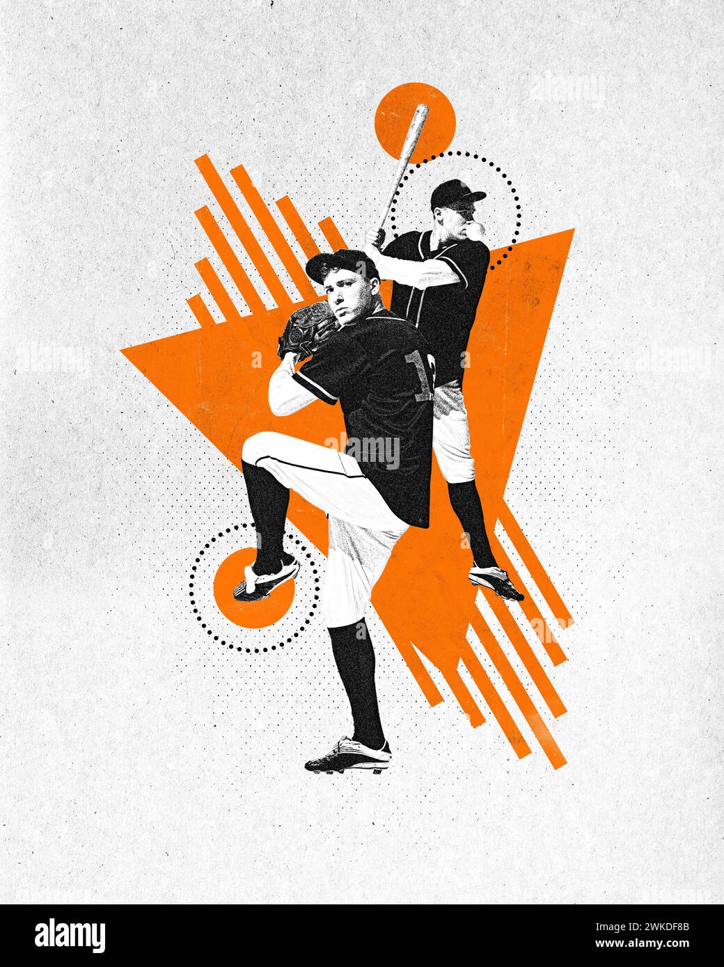 Poster. Modern aesthetic artwork. young athlete man, motivated baseball ...