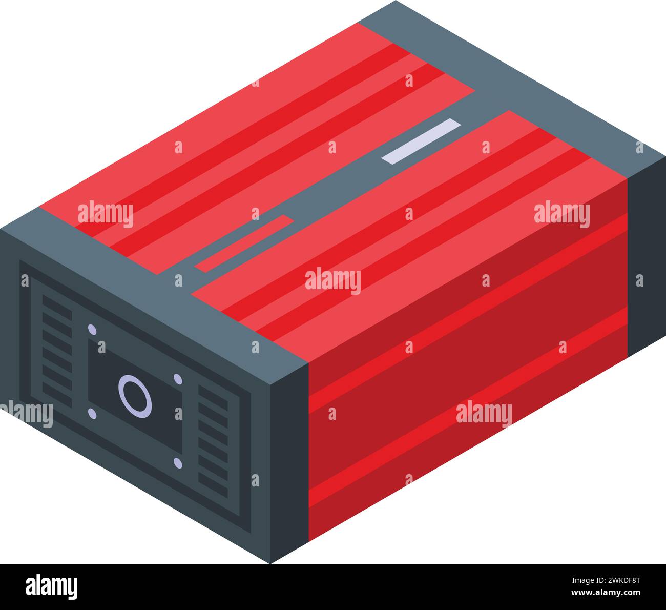 Red energy inverter icon isometric vector. House power. Energy ...