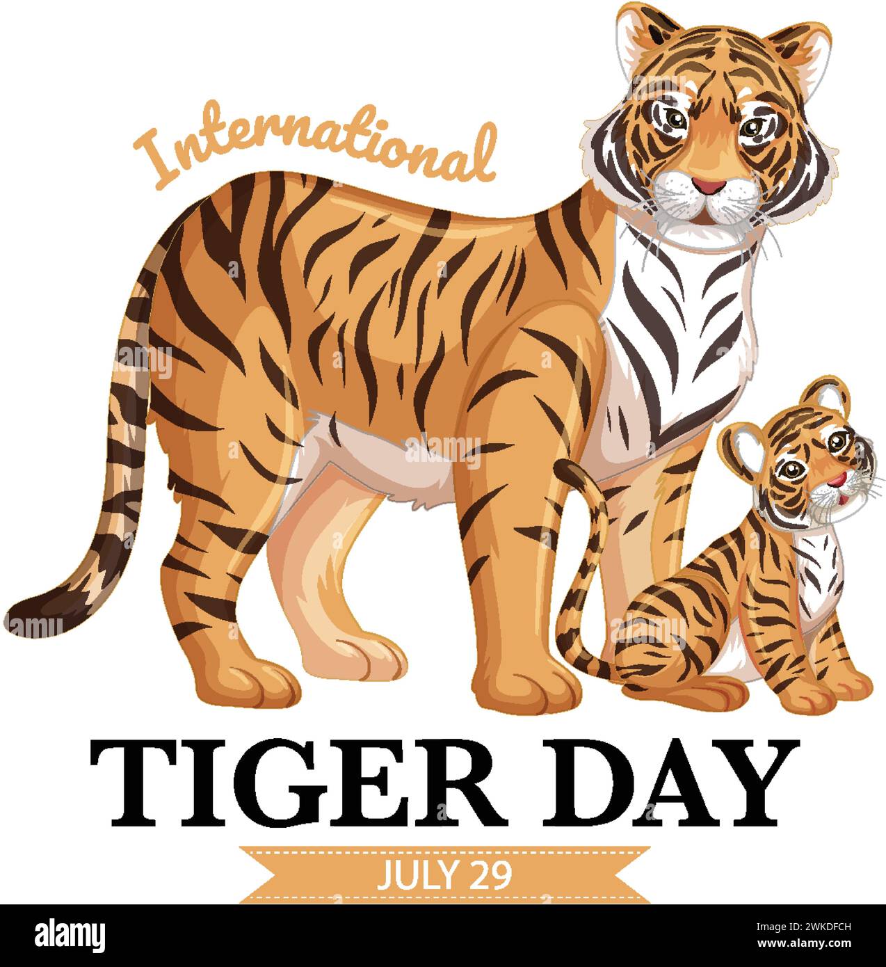 Adult and cub tiger celebrating International Tiger Day Stock Vector ...