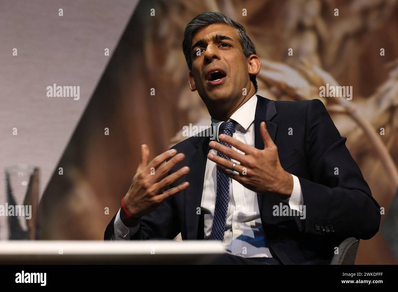 Prime Minister Rishi Sunak speaking during the National Farmers' Union ...