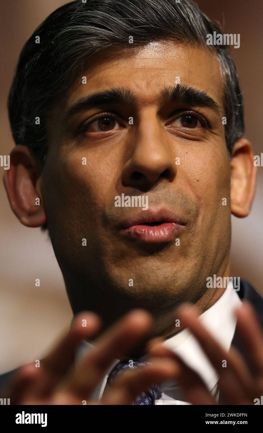 Prime Minister Rishi Sunak speaking during the National Farmers' Union ...