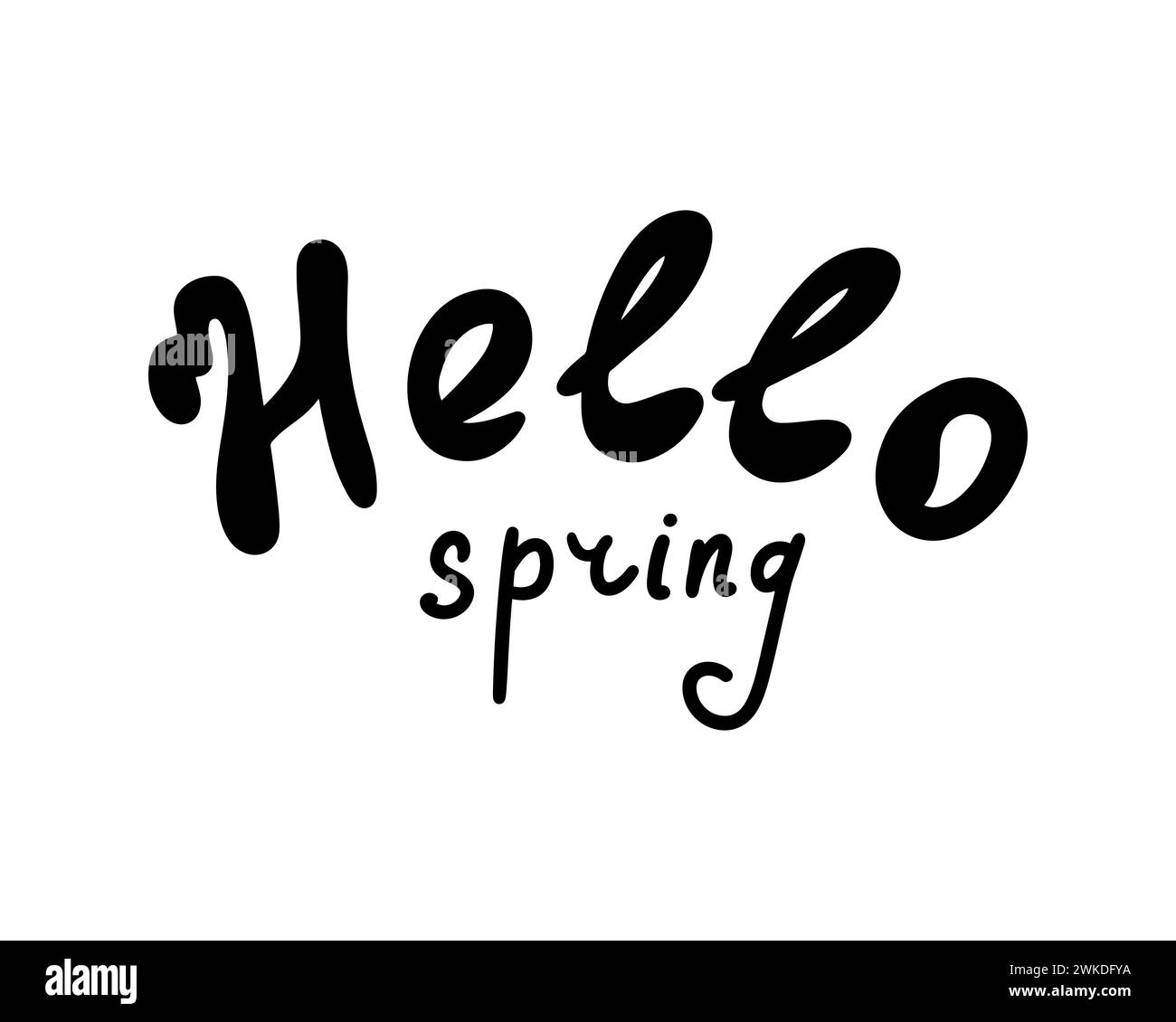 Hand lettering hello spring isolated on white background for spring ...