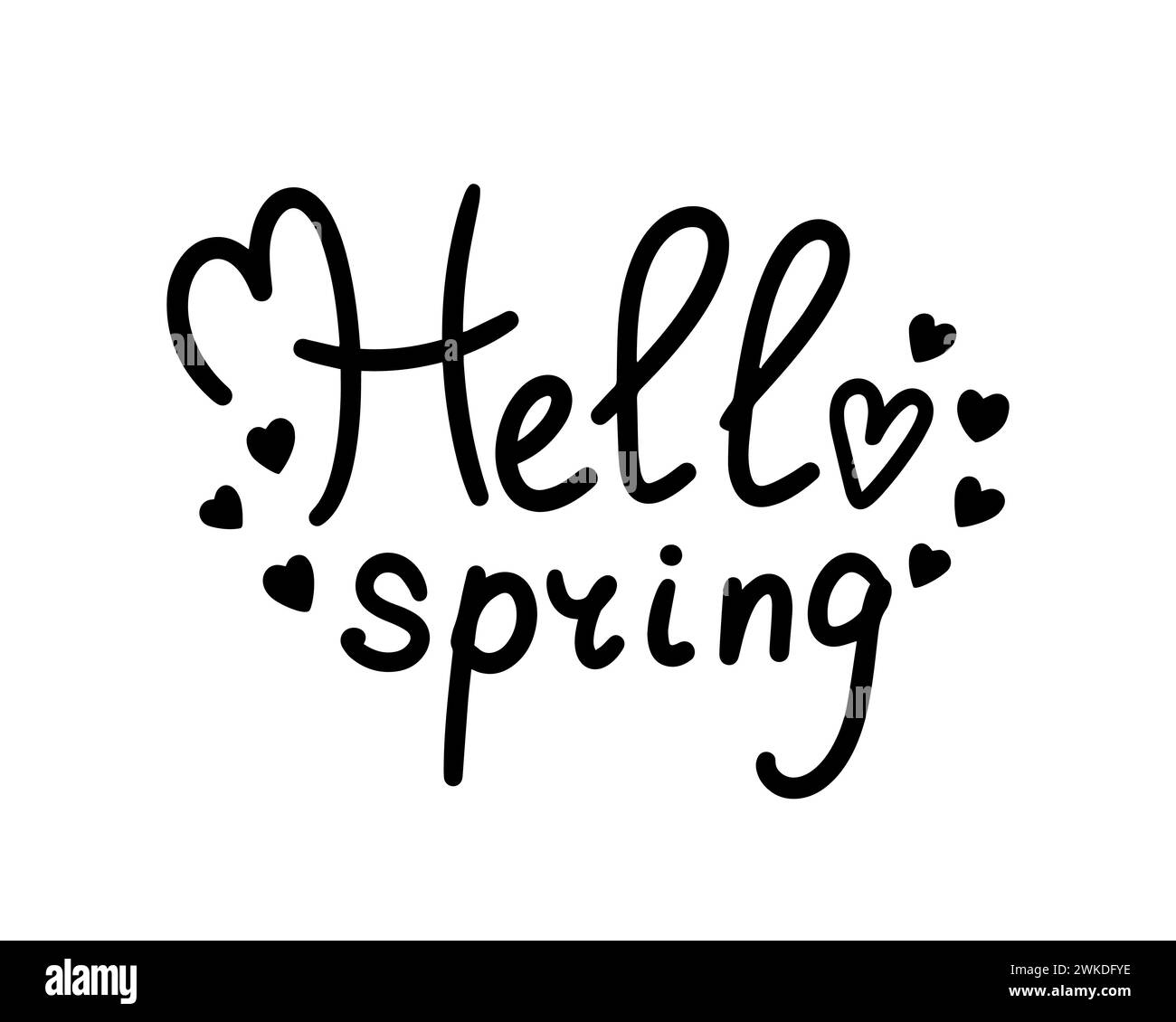 Hand lettering hello spring isolated on white background for spring ...