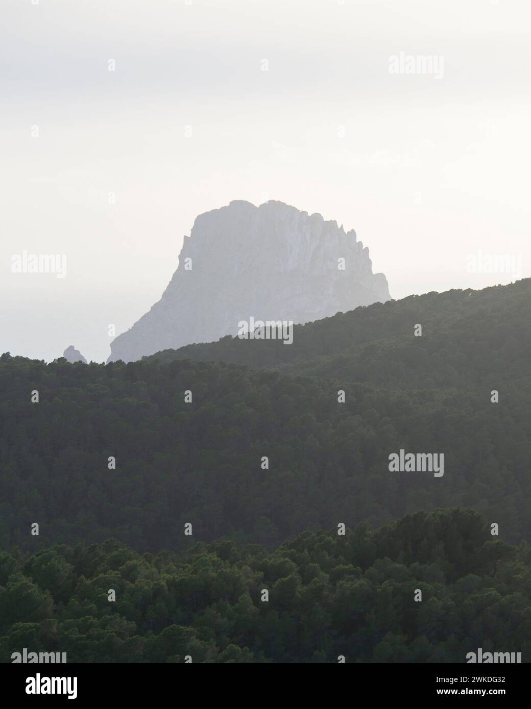 Views of the islet of Es Vedra in Ibiza from the Sa Talaia mountain in ...