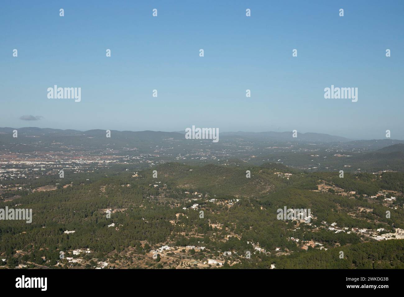 Views of the island of Ibiza from the Sa Talaia mountain in Sant Josep ...