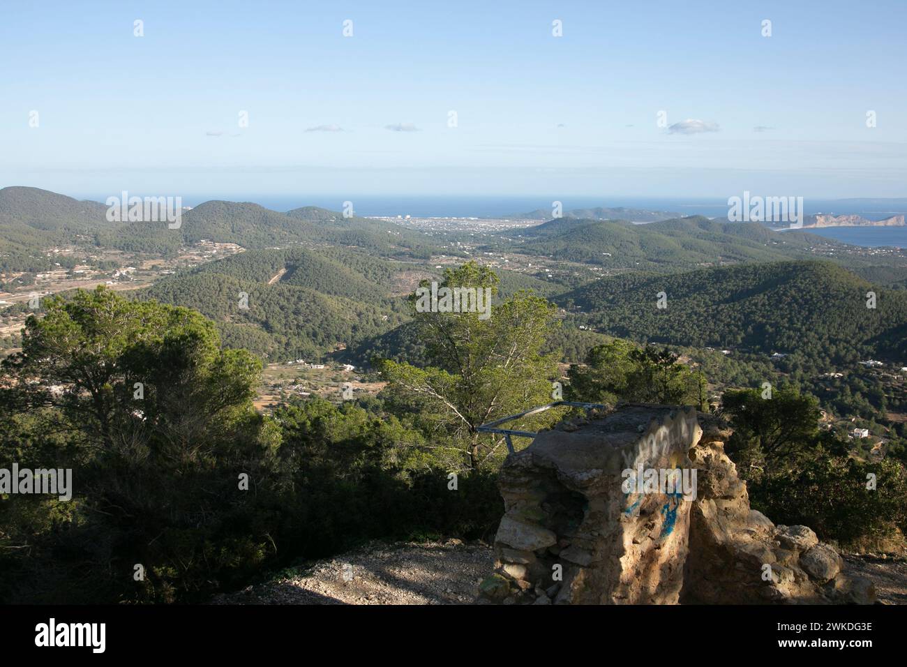 Views of the island of Ibiza from the Sa Talaia mountain in Sant Josep ...