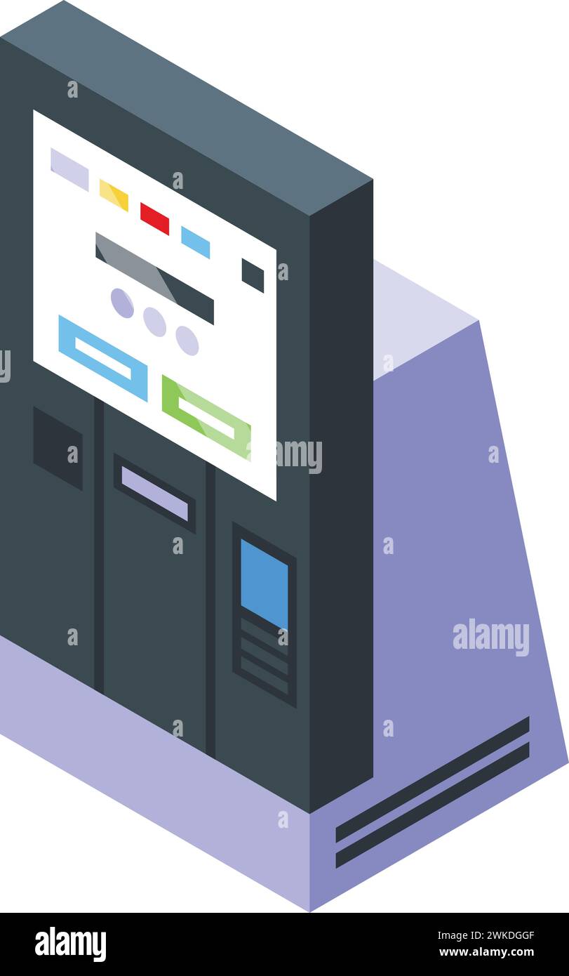 Monitor self service icon isometric vector. Check monitor. Machine screen Stock Vector Image ...