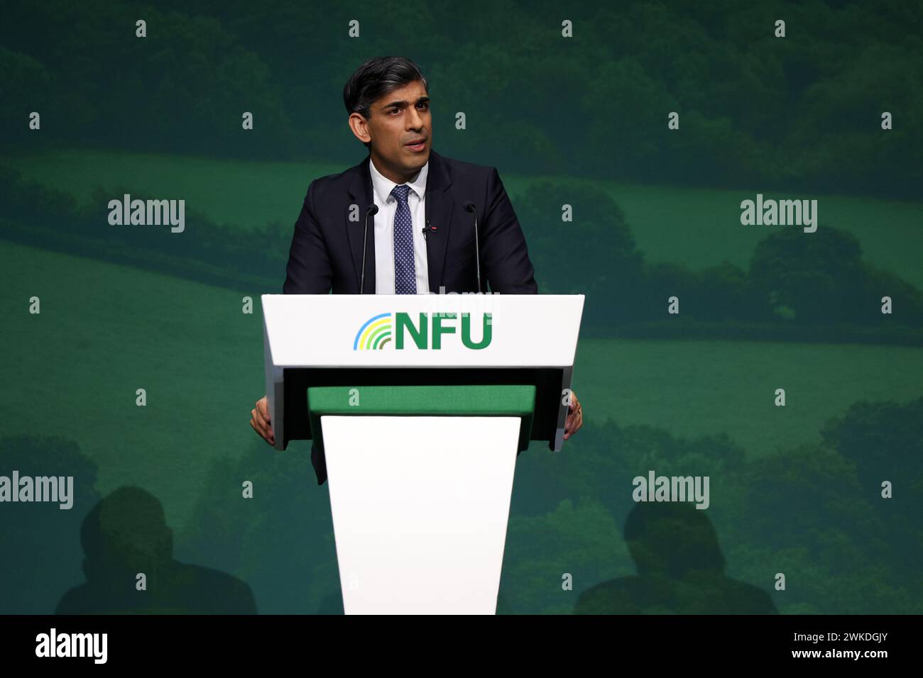 Prime Minister Rishi Sunak speaking during the National Farmers' Union ...
