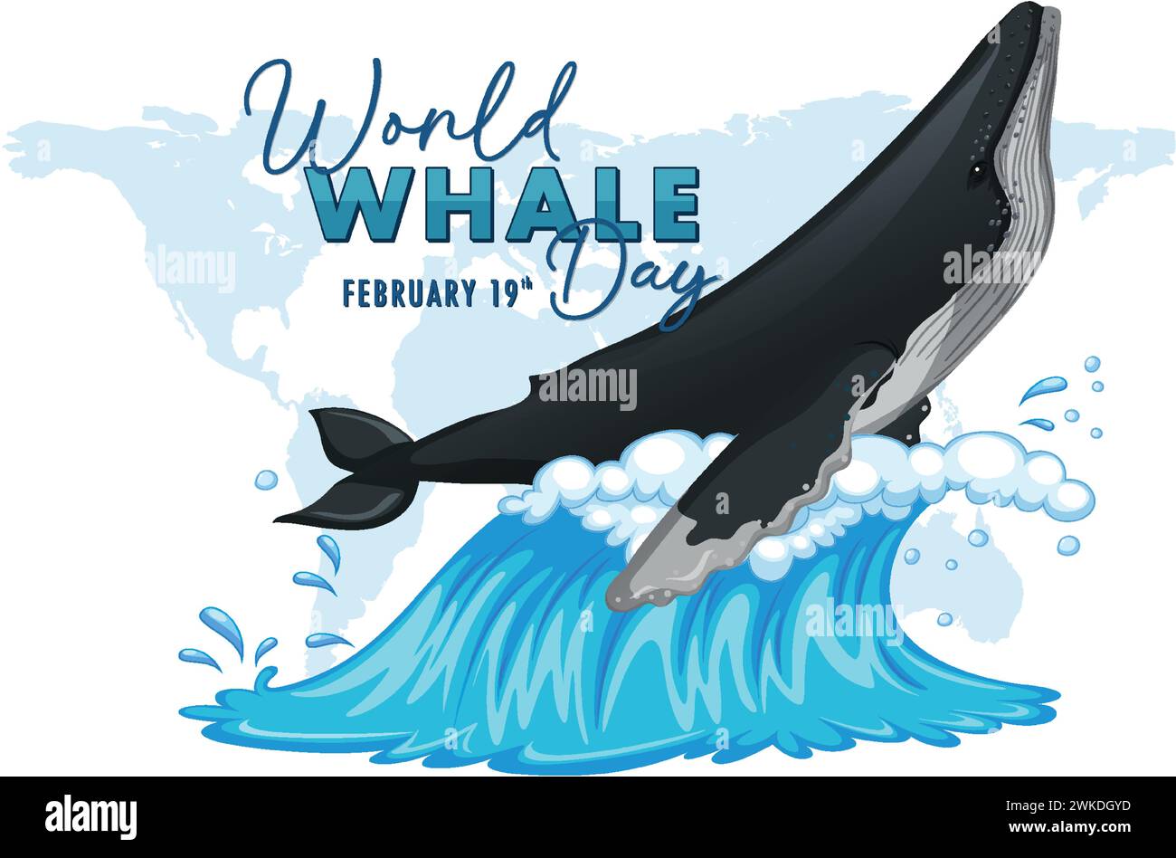 Vector graphic of a whale leaping above ocean waves Stock Vector Image ...