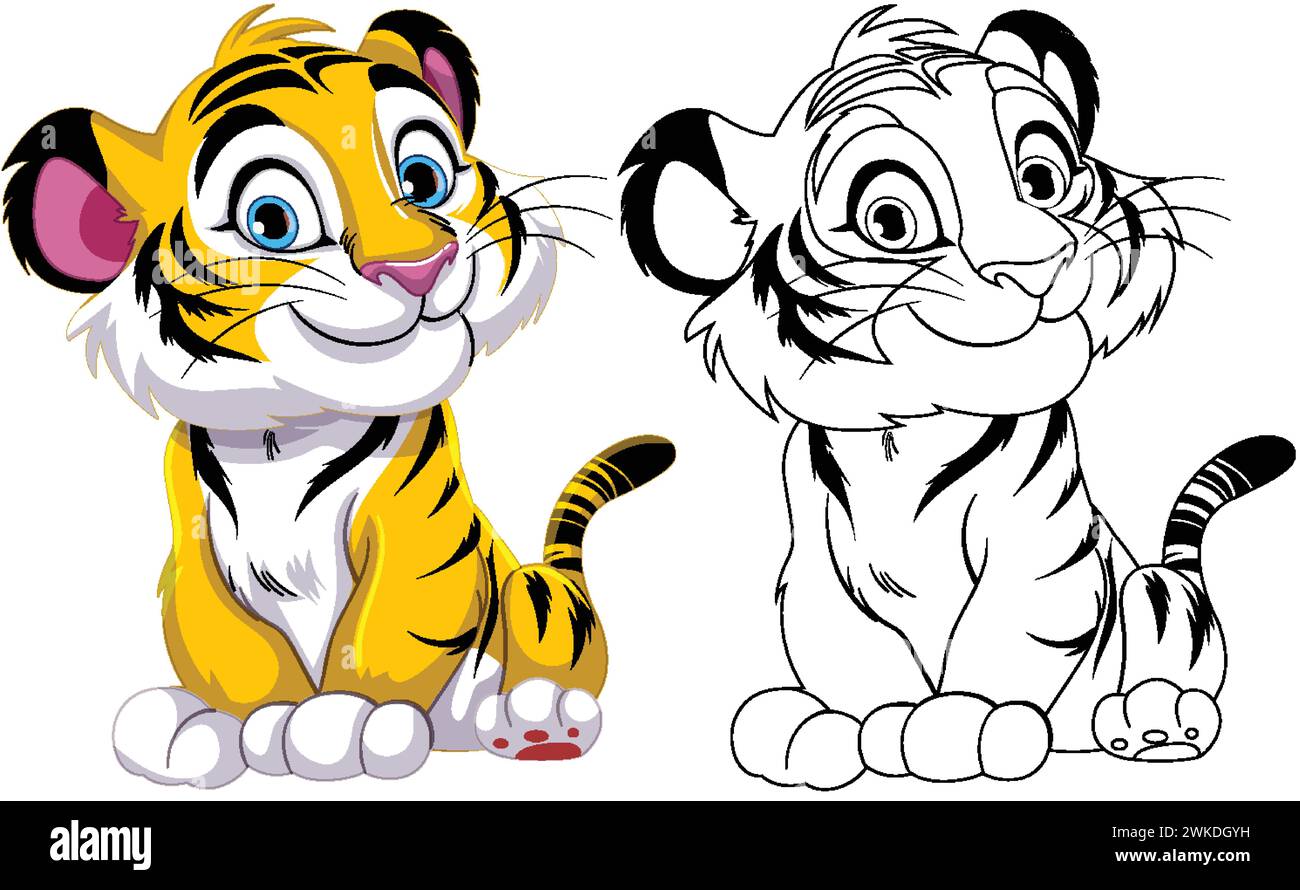 Two tigers Stock Vector Images - Alamy
