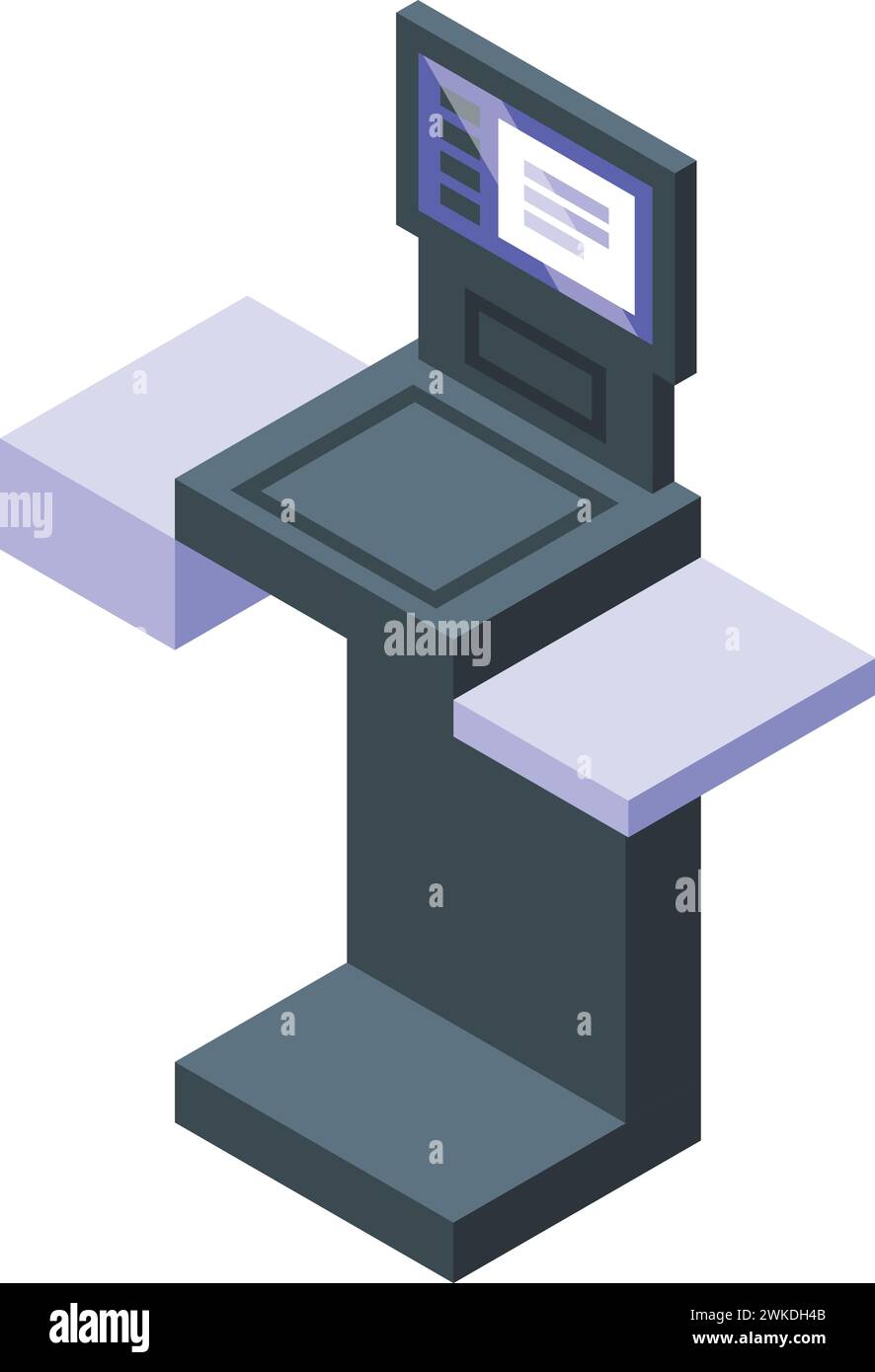 Space self service icon isometric vector. Payment serve. Monitor machine Stock Vector Image ...