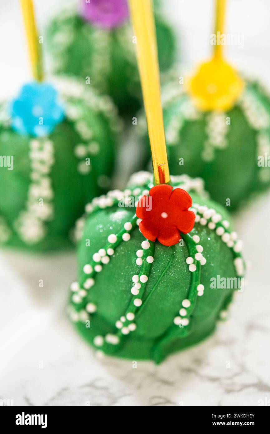 Delicious cactus cake pops for Cinco de Mayo celebration Stock Photo ...