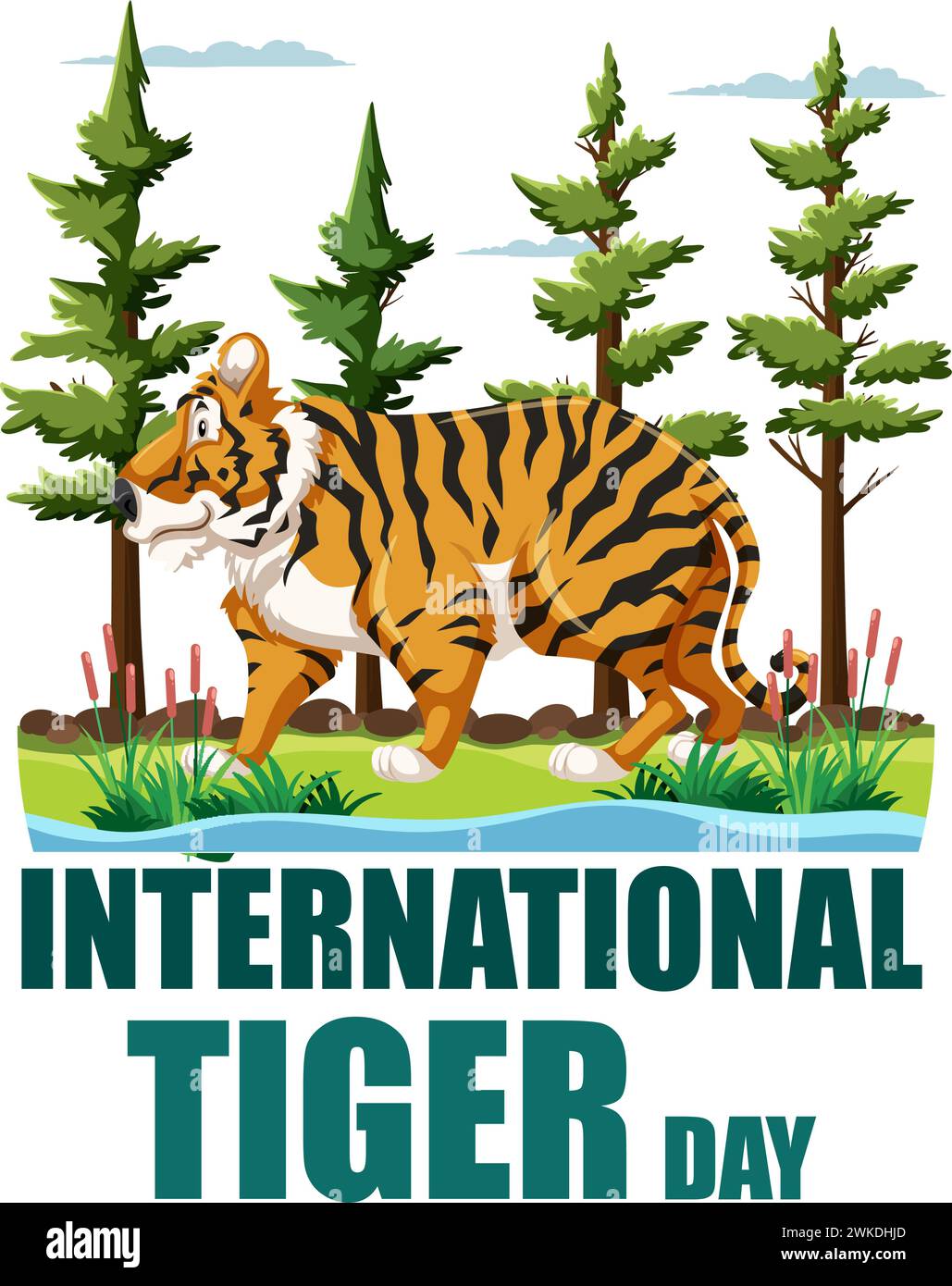 Vector graphic of a tiger in a forest setting Stock Vector Image & Art ...