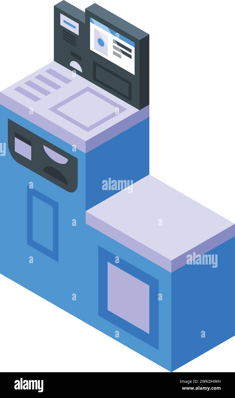 Desk self service icon isometric vector. Panel space. Store touch monitor Stock Vector Image ...