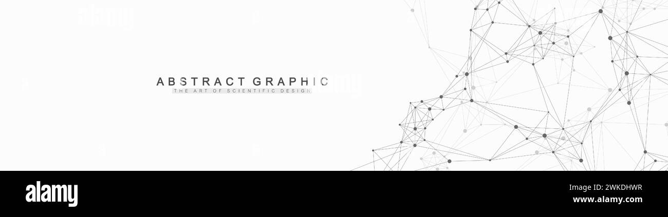 Abstract tech network connection dots. Digital technology and big data analysis background ...