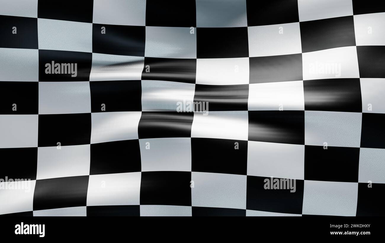 Checkered finish flag background. Wavy cloth. 3d render illustration ...