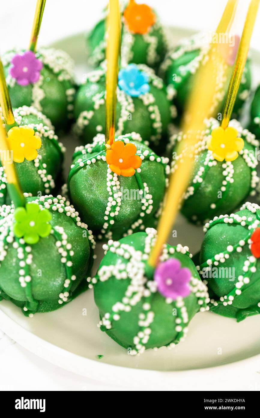 Delicious cactus cake pops for Cinco de Mayo celebration Stock Photo ...